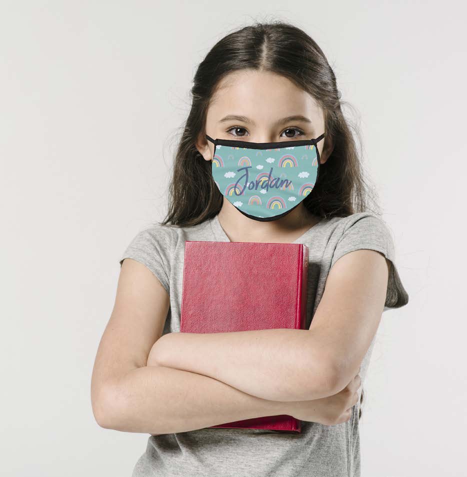 Personalized Face Mask, Child Size, Three-Layer with Black Trim | Flinn ...