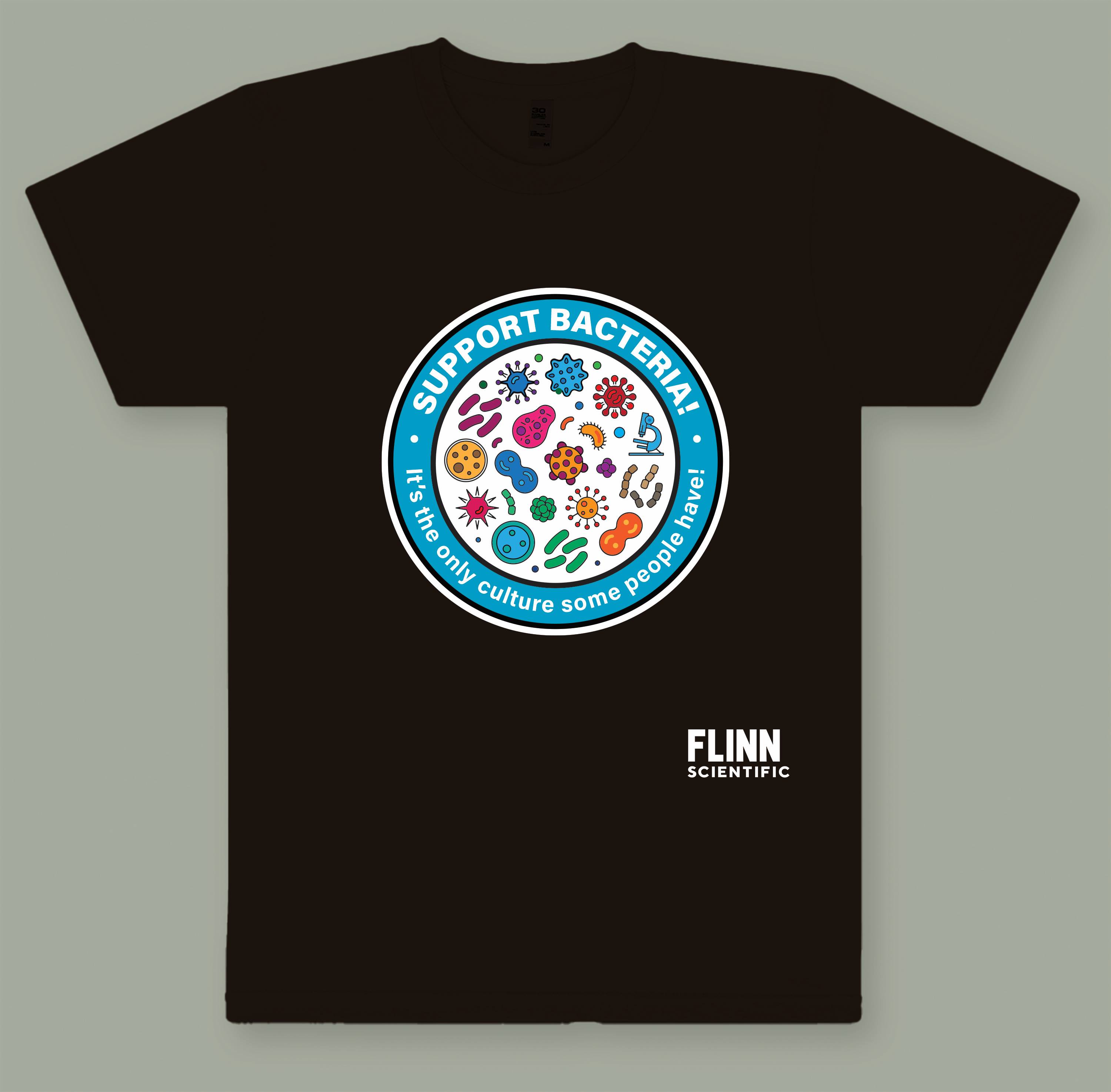Support Bacteria T-Shirt, Black, M | Flinn Scientific