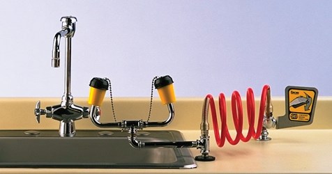 Emergency Body Shower/Drench/Eyewash Combination, Swivel Benchtop Type ...