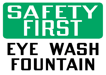 Safety First Sign - Eyewash Fountain, 7" X 10" | Flinn Scientific