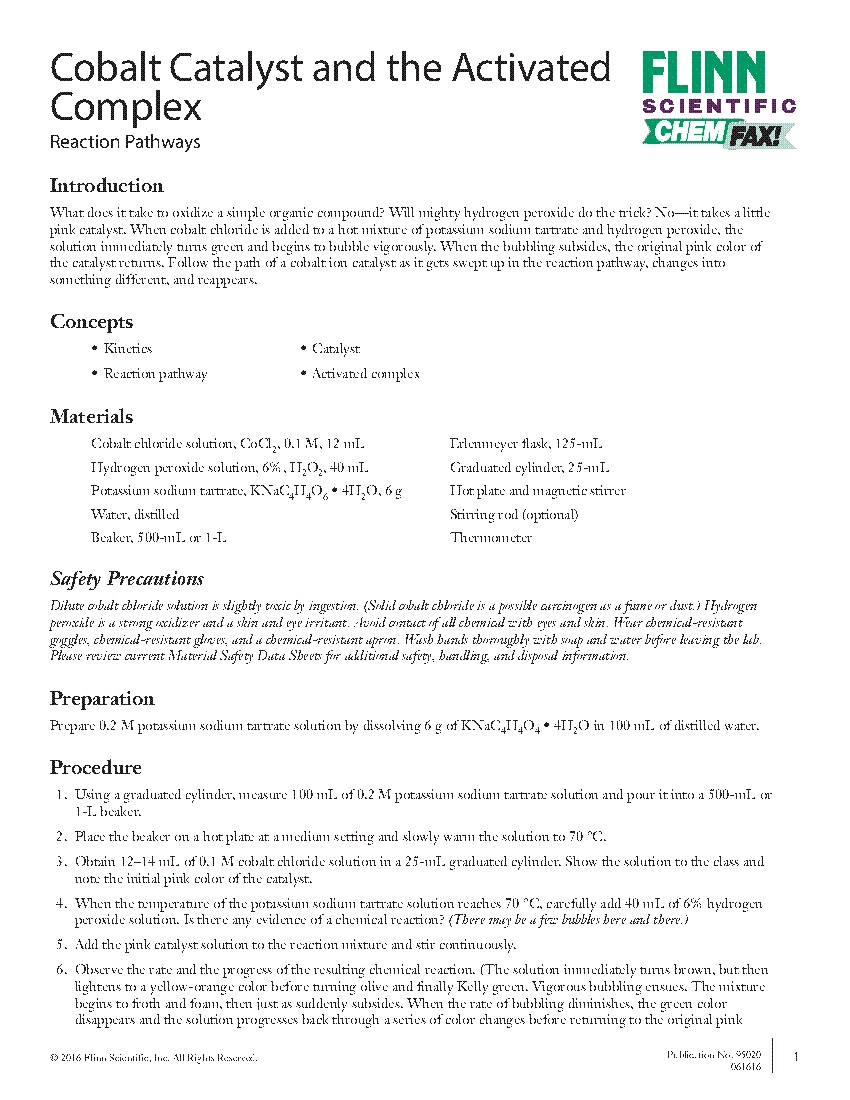 Cobalt Catalyst and the Activated Complex | Flinn Scientific