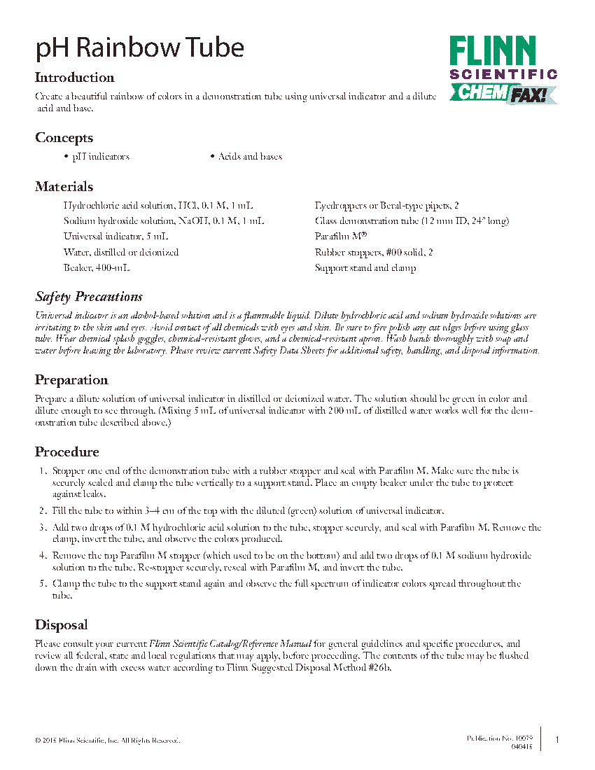 pH Rainbow Tube | Flinn Scientific