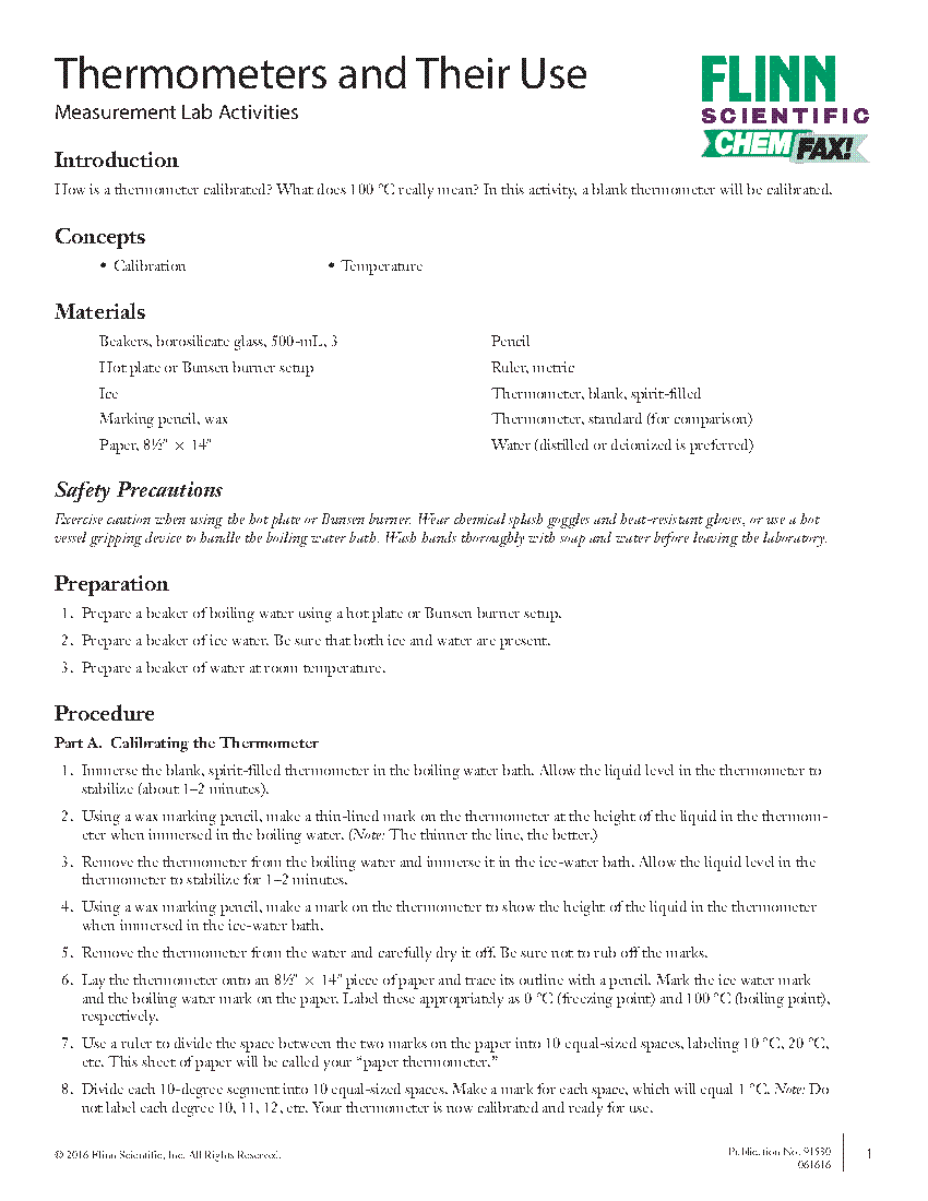 Thermometers and Their Use | Flinn Scientific
