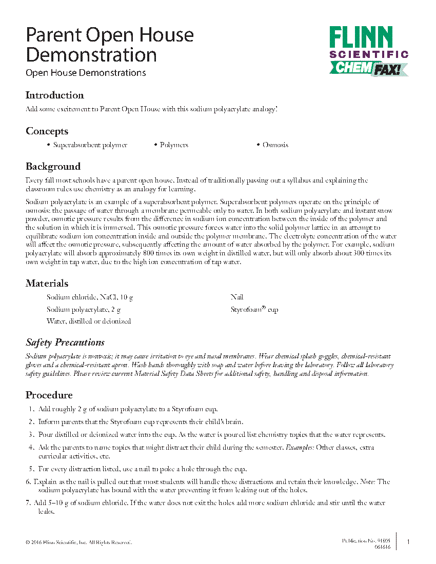 Parent Open House Demonstration | Flinn Scientific