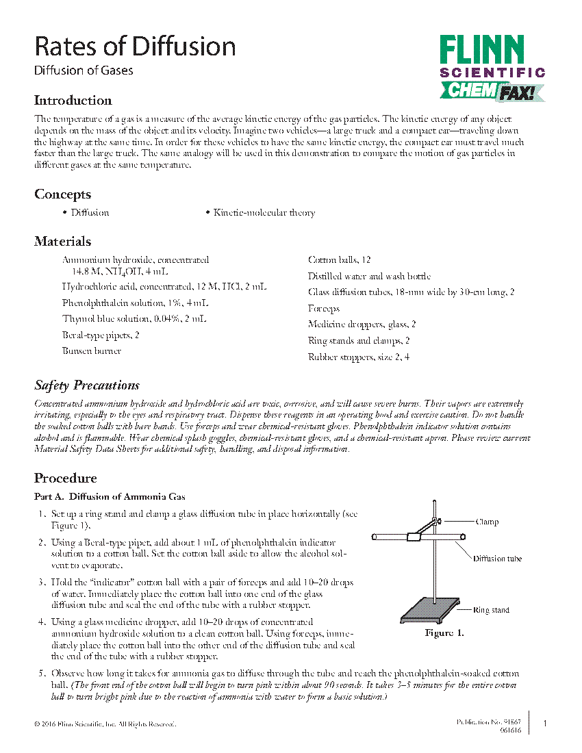 Rates of Diffusion | Flinn Scientific