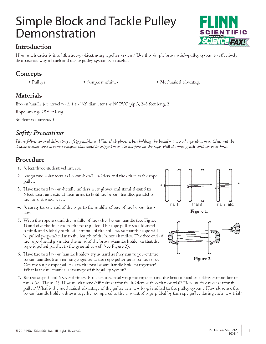 Simple Block and Tackle Pulley Demonstration | Flinn Scientific
