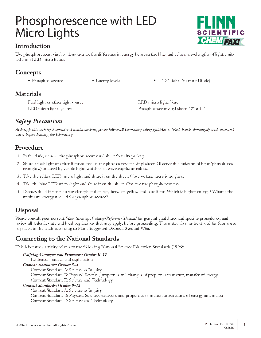 Phosphorescence and LED lights | Flinn Scientific