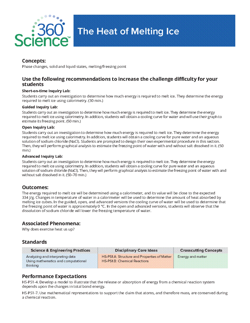 360Science™: The Heat of Melting Ice | Flinn Scientific