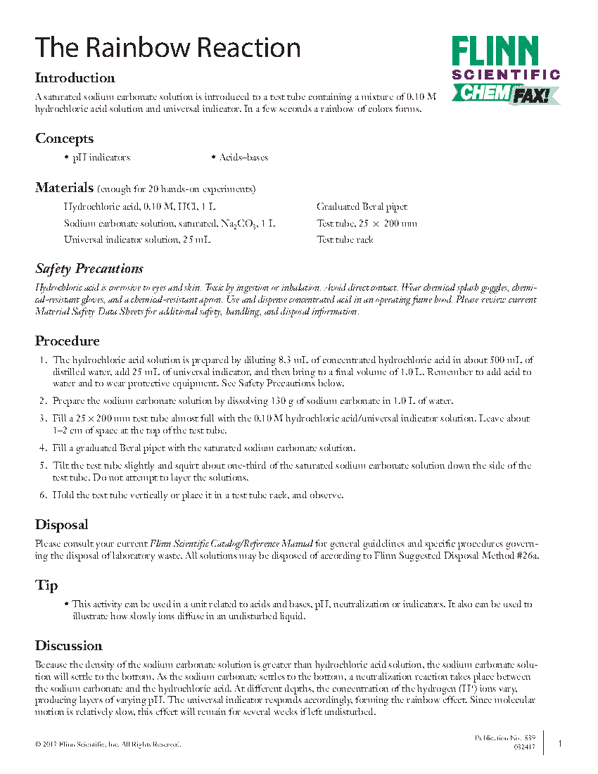 Rainbow Reaction | Flinn Scientific