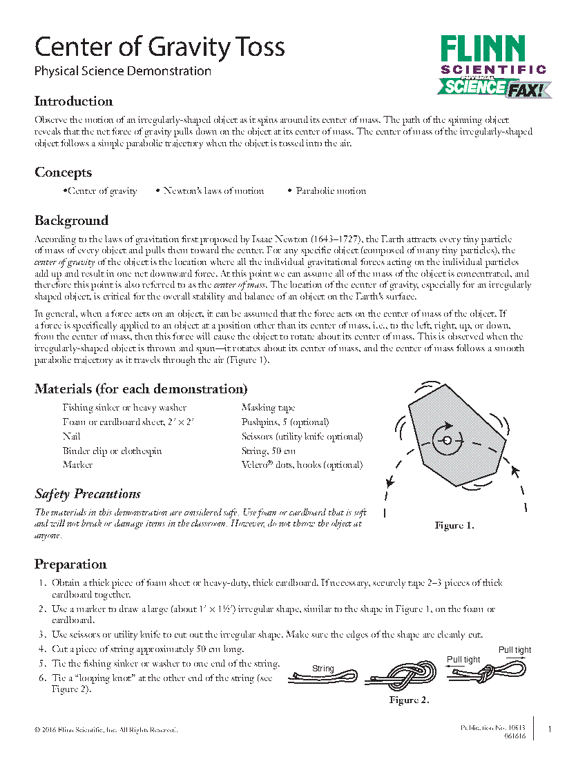 Center of Gravity Toss | Flinn Scientific