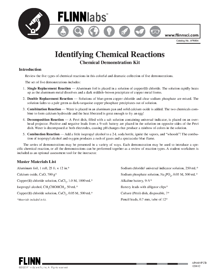 Identifying Chemical Reactions | Flinn Scientific
