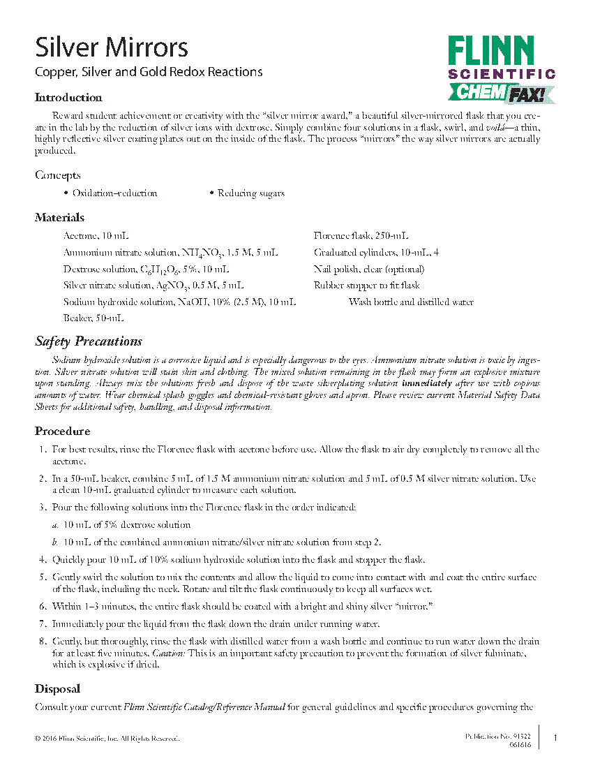 Silver Mirrors | Flinn Scientific