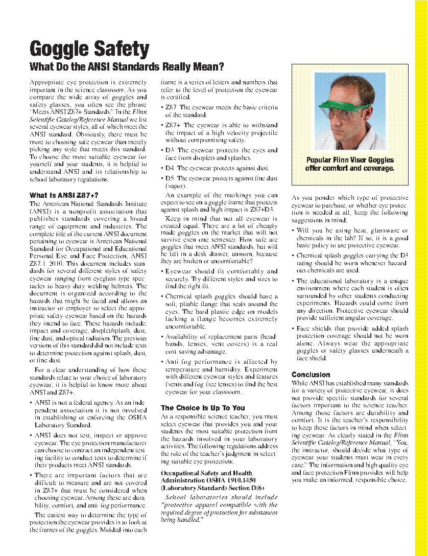 Goggle Safety | Flinn Scientific
