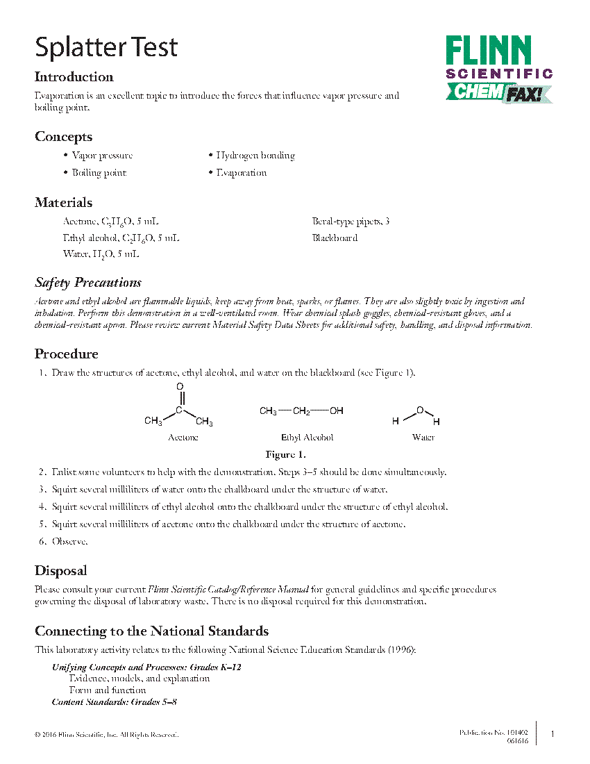 Splatter Test | Flinn Scientific