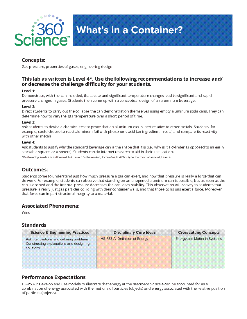 360Science™: What’s in a Container? | Flinn Scientific