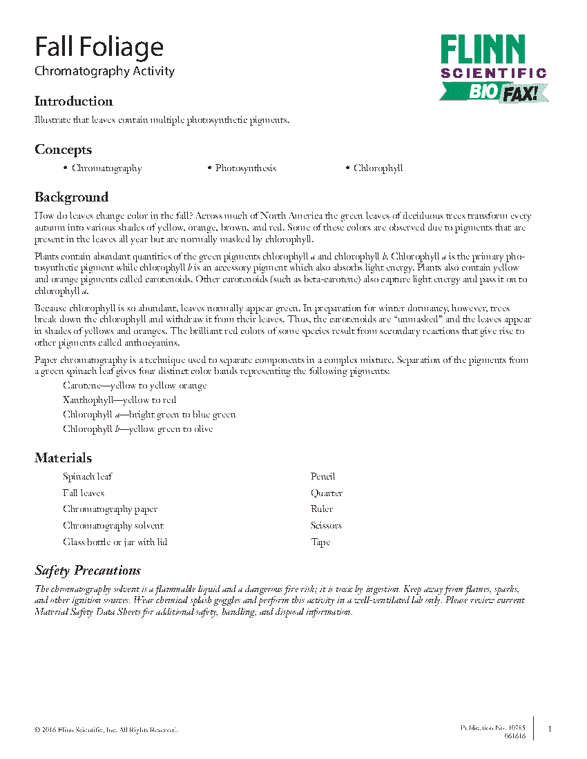 Fall Foliage | Flinn Scientific