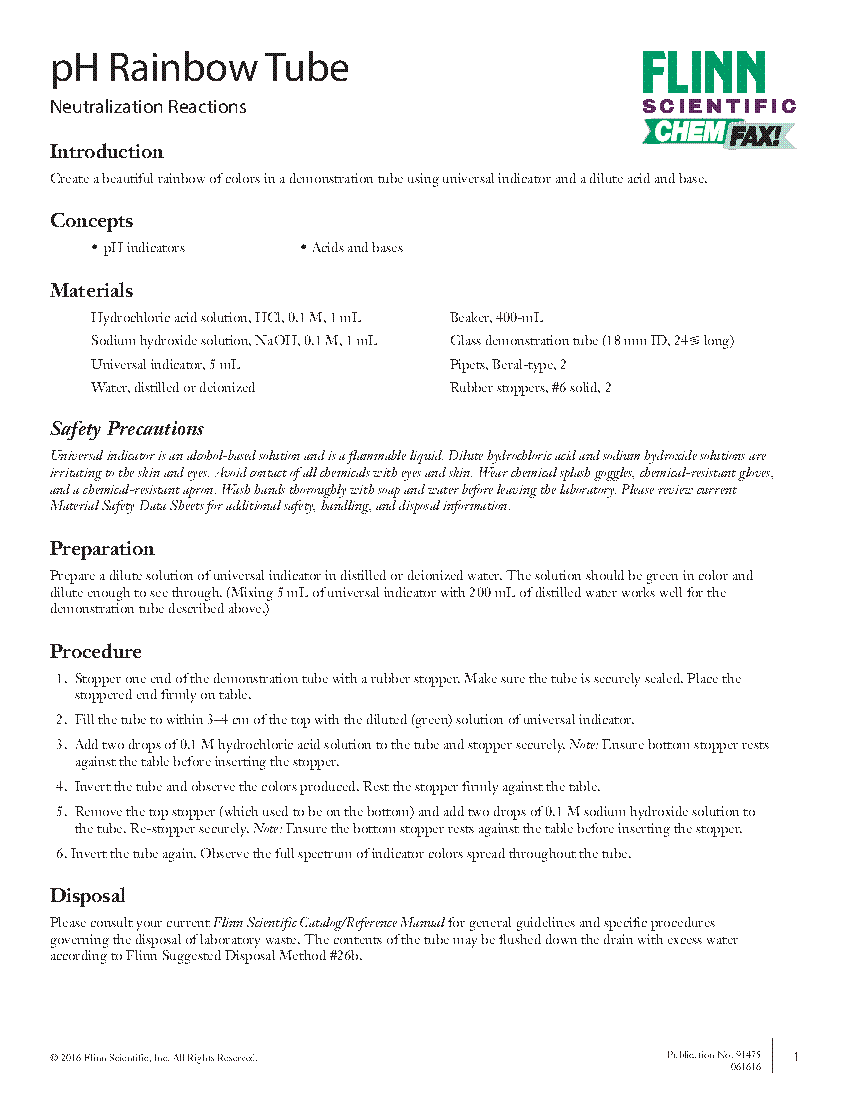 pH Rainbow Tube | Flinn Scientific