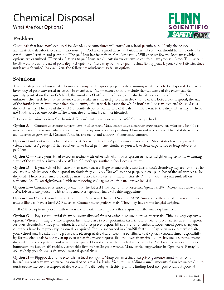 Chemical Disposal | Flinn Scientific