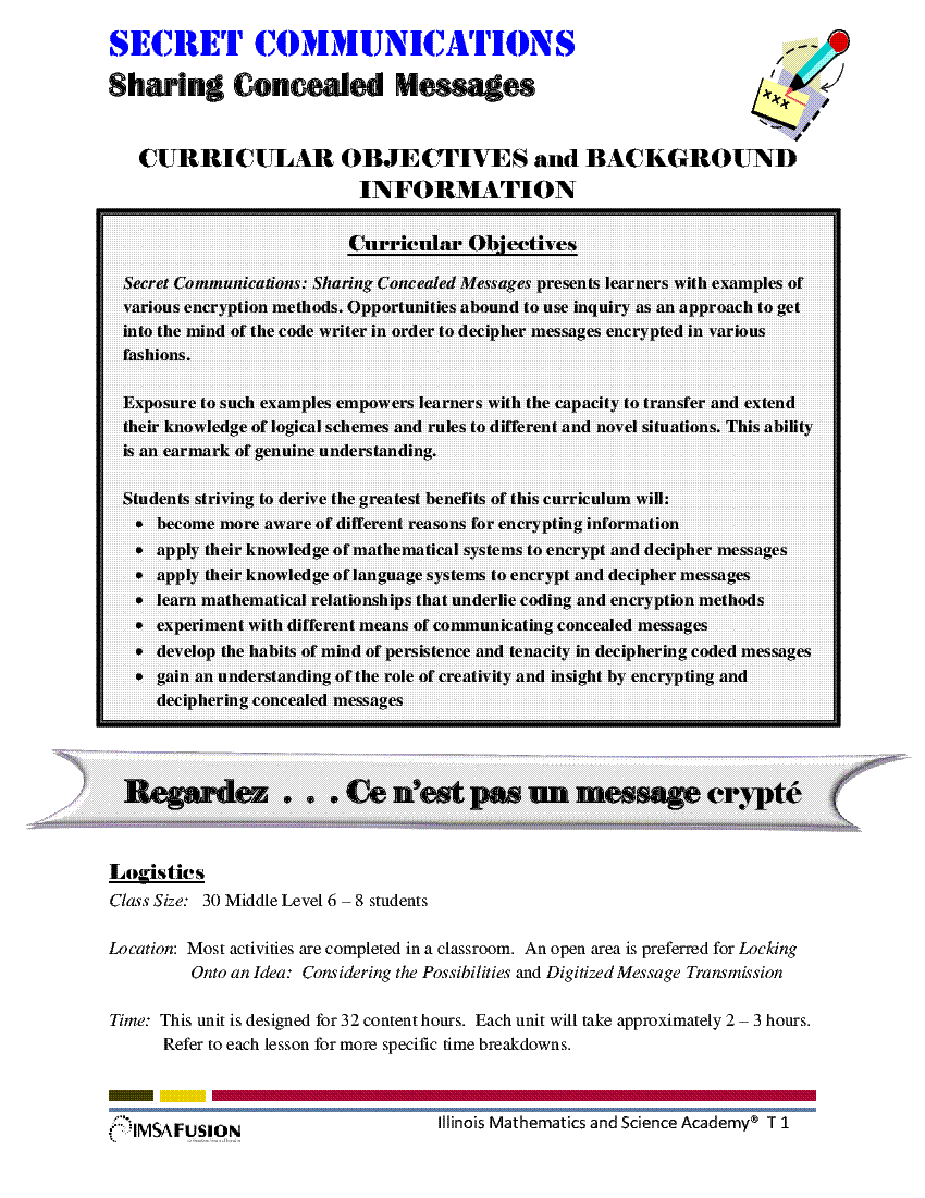 Overview & Standards IMSA Fusion Secret Communications | Flinn Scientific