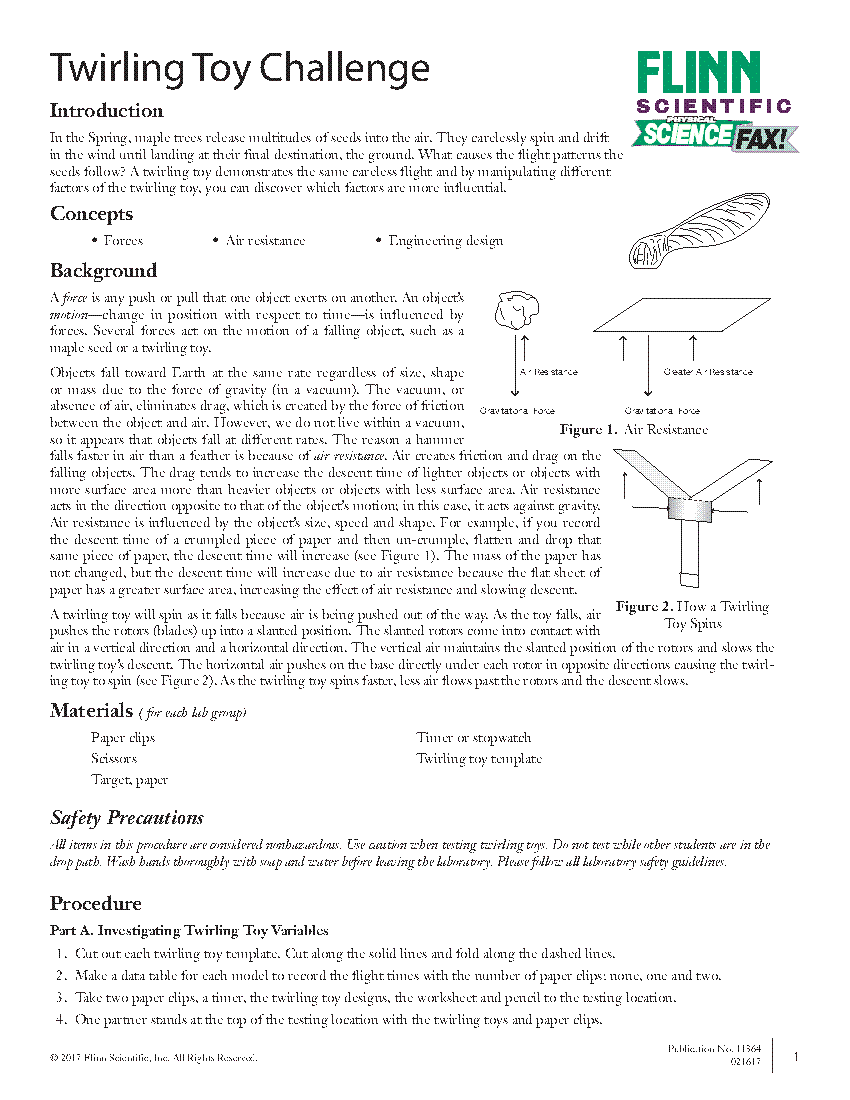 Twirling Toy Challenge Physical Science Activity