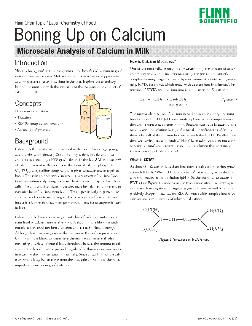 Boning Up on Calcium: Microscale Analysis of Calcium in Milk—ChemTopic ...