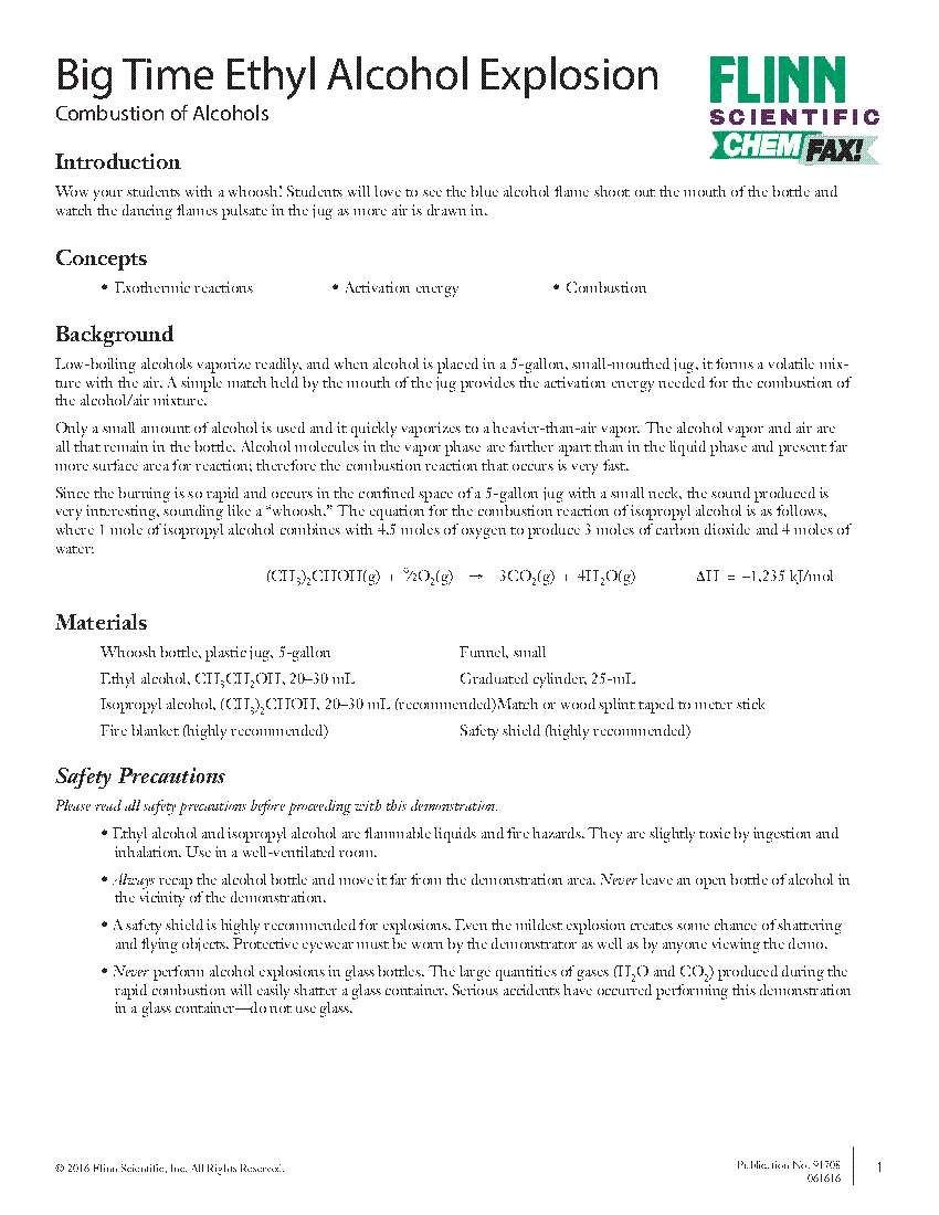 Big Time Ethyl Alcohol Explosion | Flinn Scientific