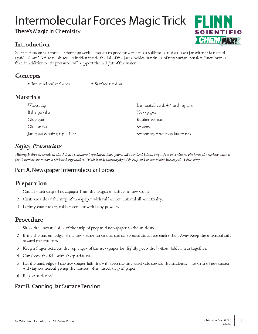 Intermolecular Forces Magic Trick | Flinn Scientific