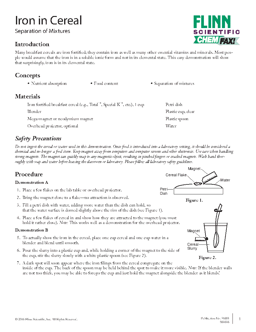 Iron in Cereal | Flinn Scientific