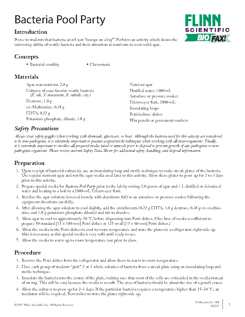 Bacteria Pool Party | Flinn Scientific