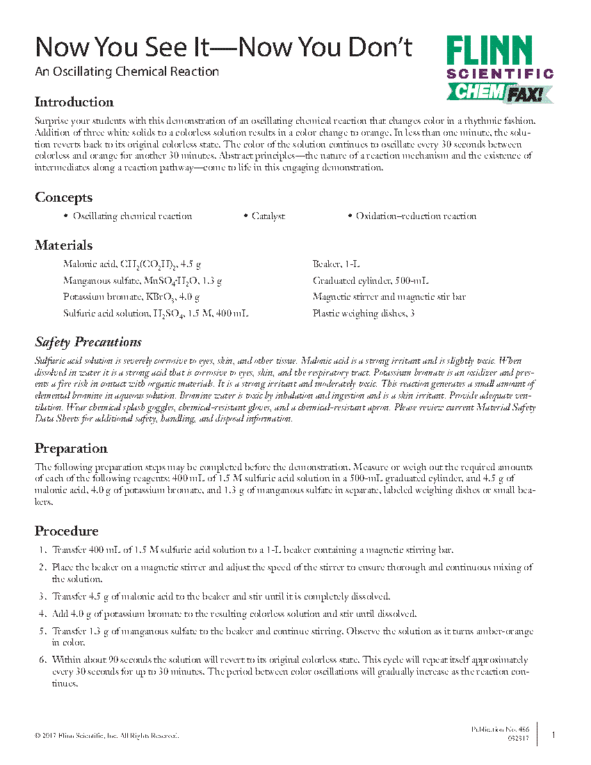 Now You See It-Now You Don’t | Flinn Scientific