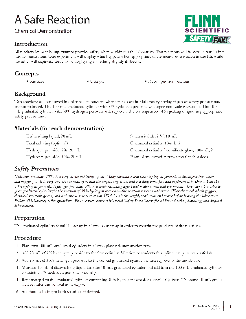 A Safe Reaction | Flinn Scientific