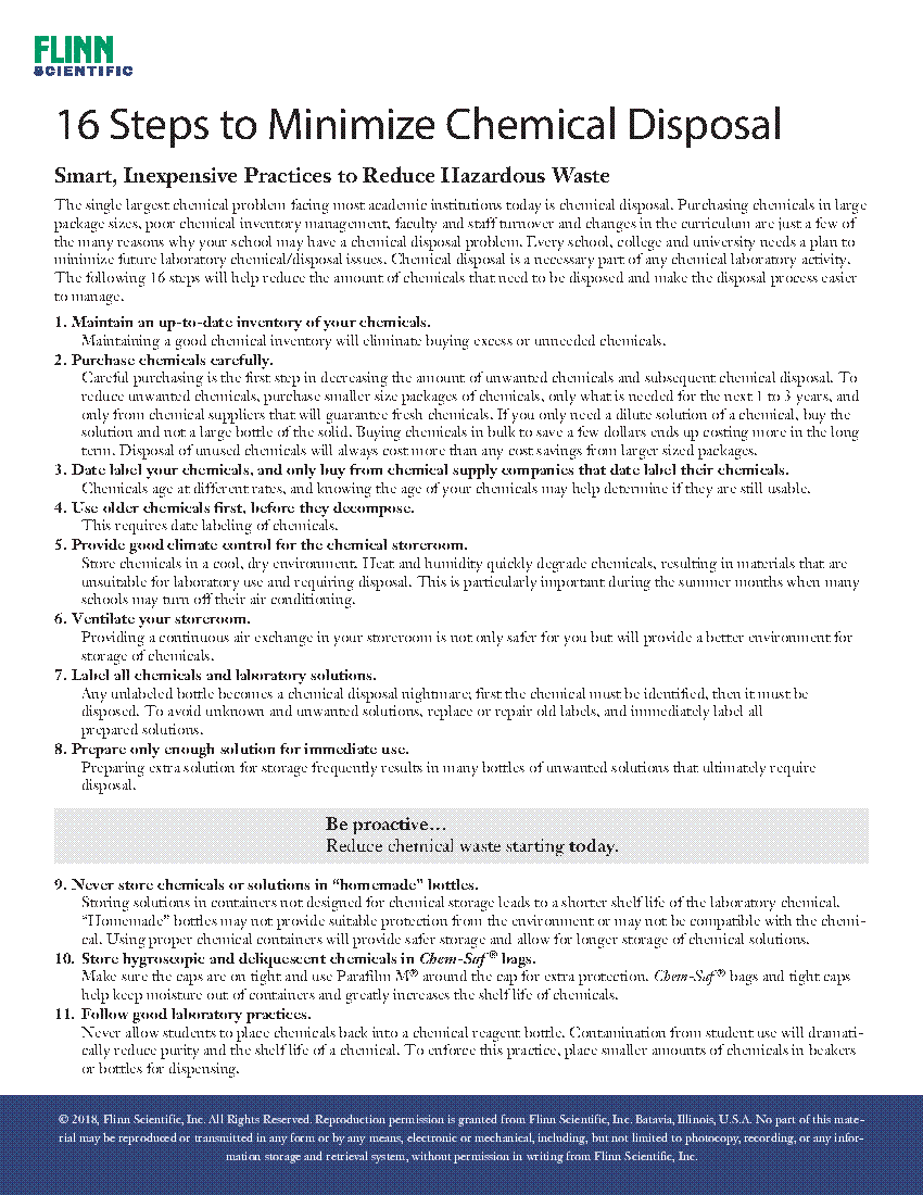 16 Steps to Minimize Chemical Disposal | Flinn Scientific