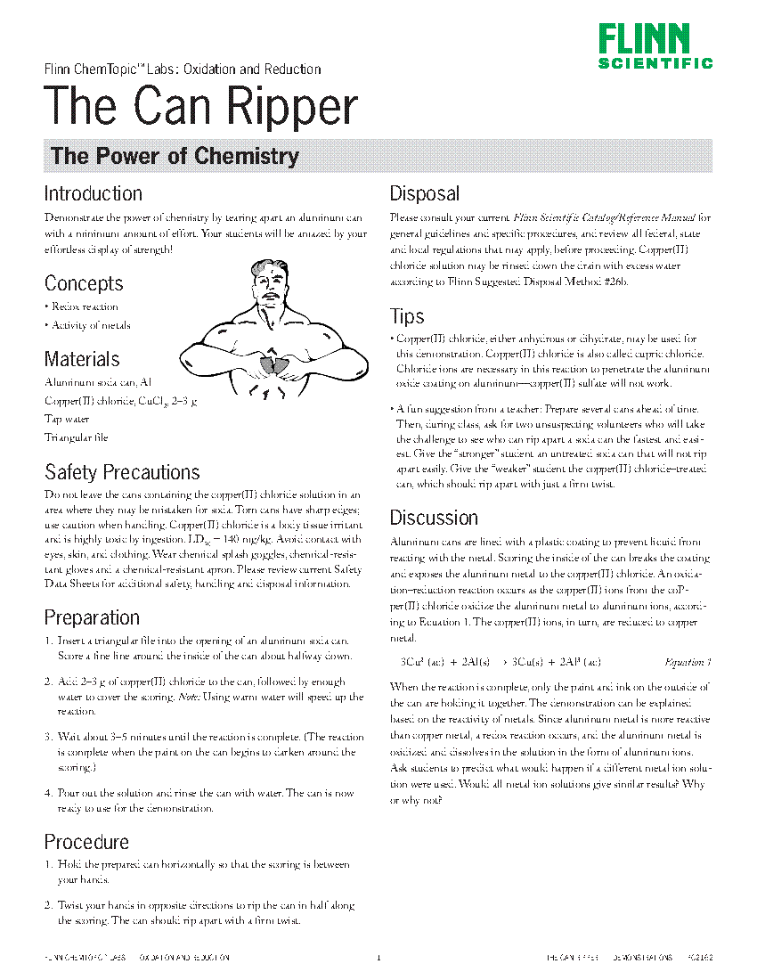The Can Ripper: The Power of Chemistry—ChemTopic™ Lab Activity | Flinn ...
