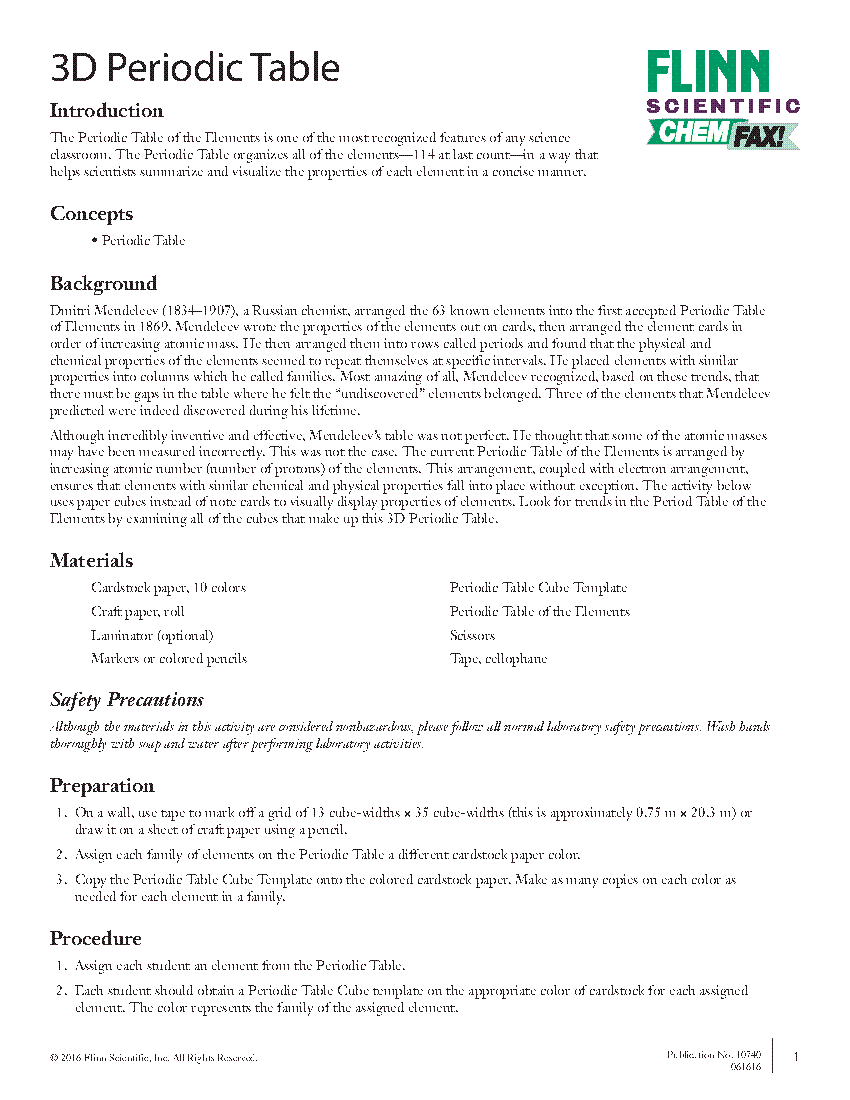 3D Periodic Table | Flinn Scientific