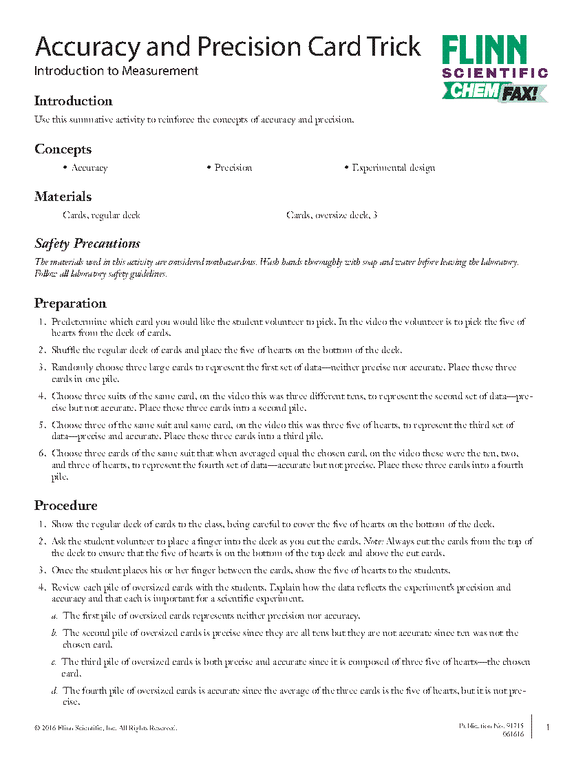 Accuracy and Precision Card Trick | Flinn Scientific