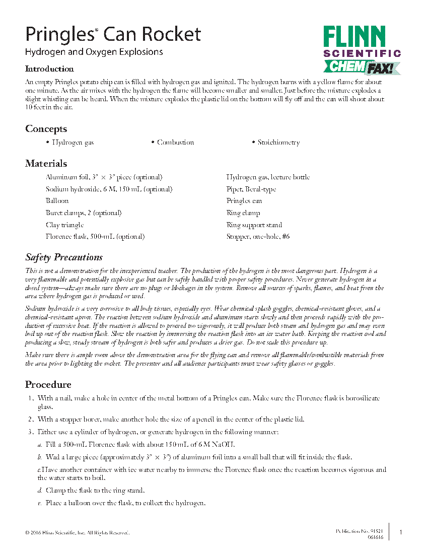 Pringles Can Rocket | Flinn Scientific