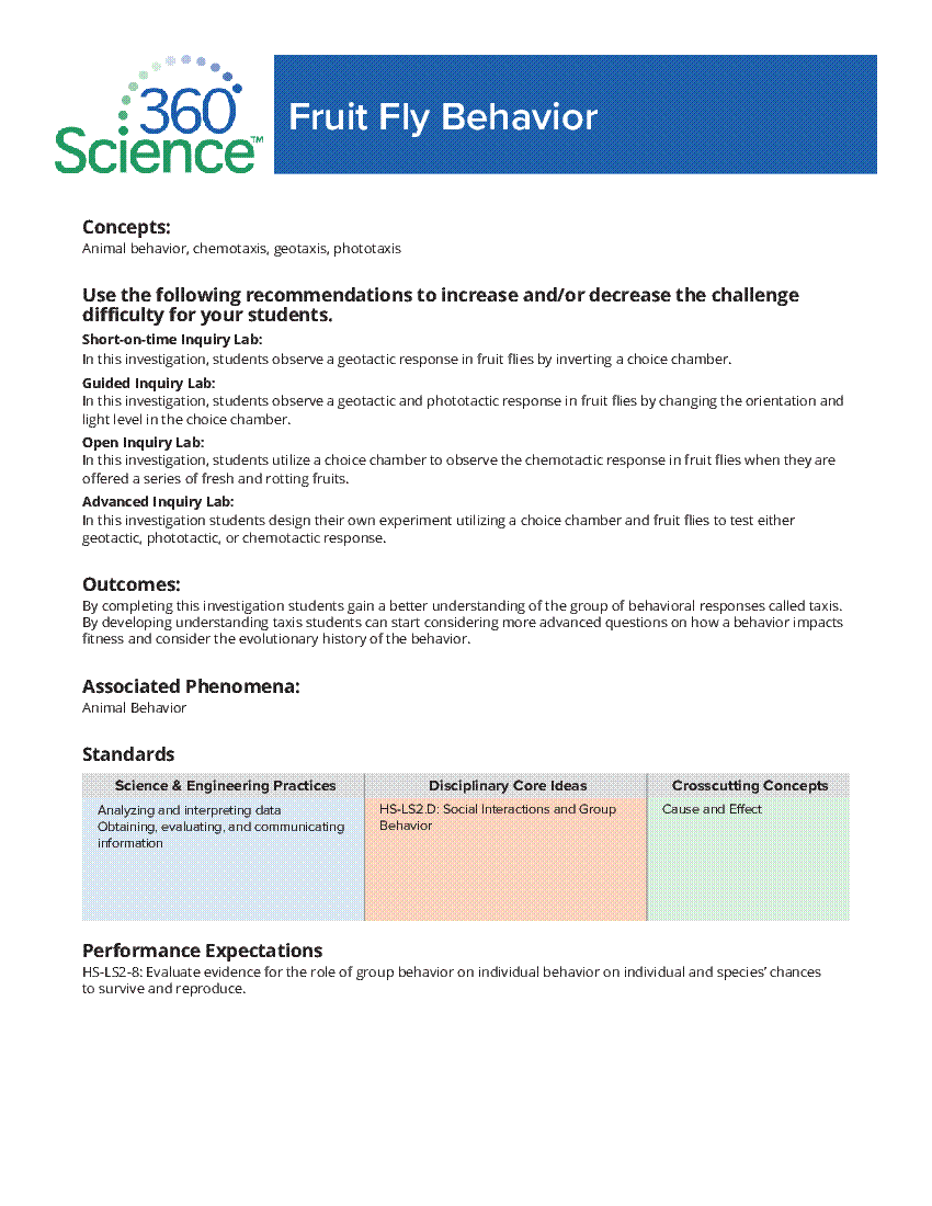 360Science™: Fruit Fly Behavior | Flinn Scientific