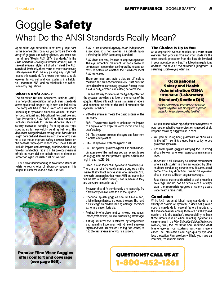 Goggle Safety | Flinn Scientific
