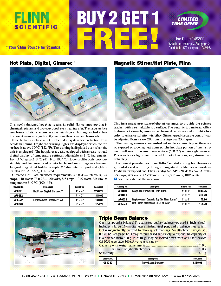 Buy 2 Get 1 Free! Use Code 149800 | Flinn Scientific