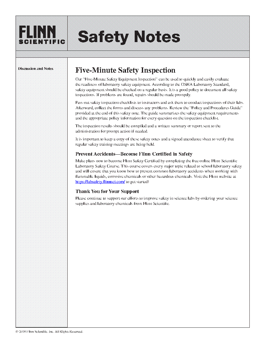 Five-Minute Safety Inspection | Flinn Scientific