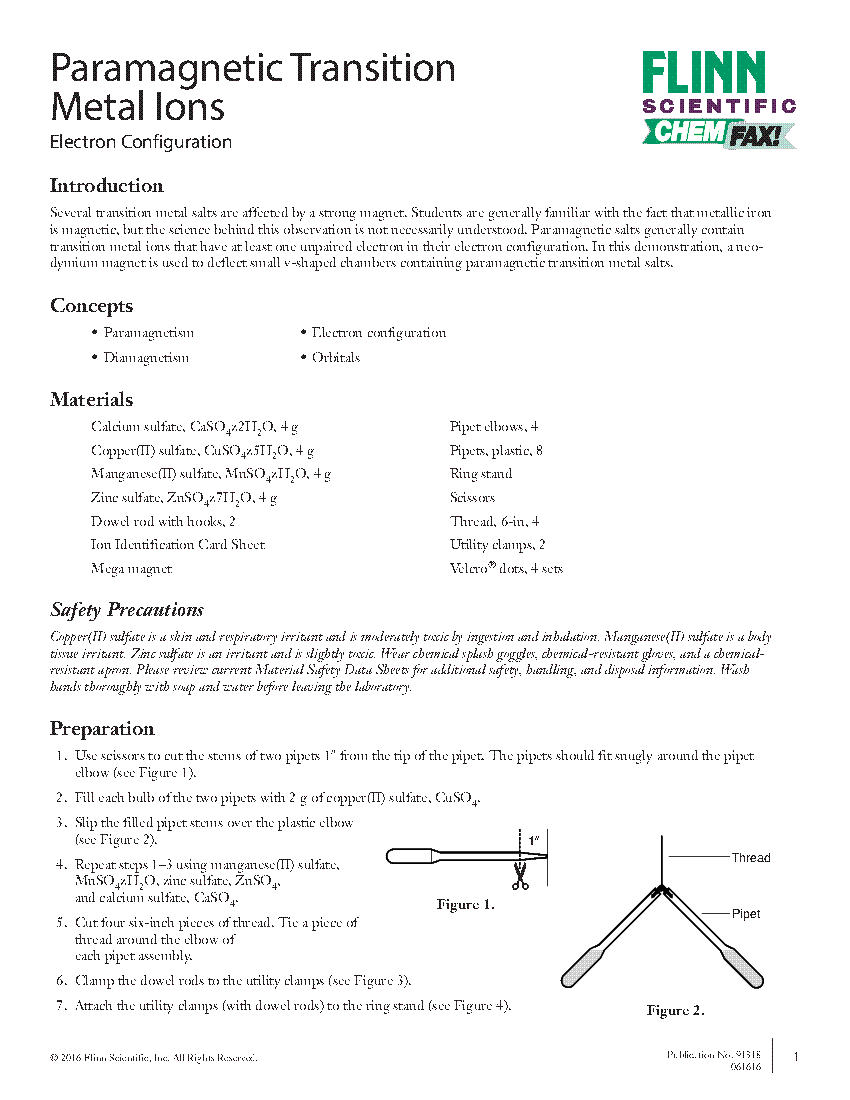 Paramagnetic Transition Metal Ions | Flinn Scientific