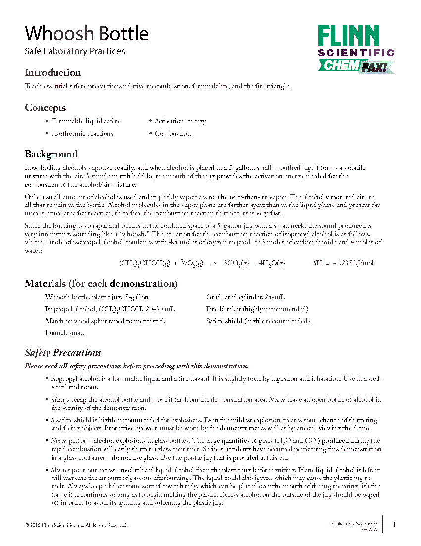 Whoosh Bottle | Flinn Scientific