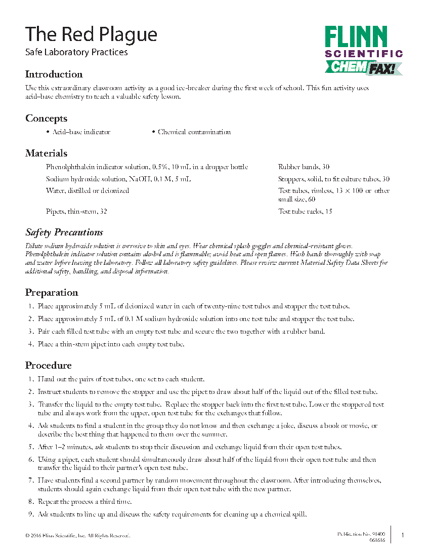 The Red Plague | Flinn Scientific