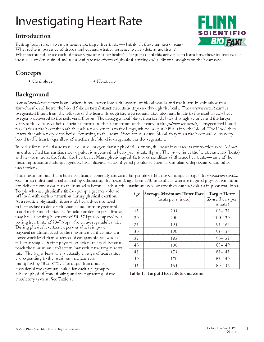 Investigating Heart Rate | Flinn Scientific