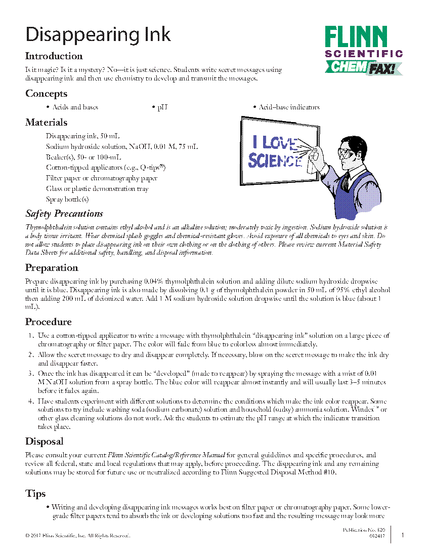 Disappearing Ink | Flinn Scientific