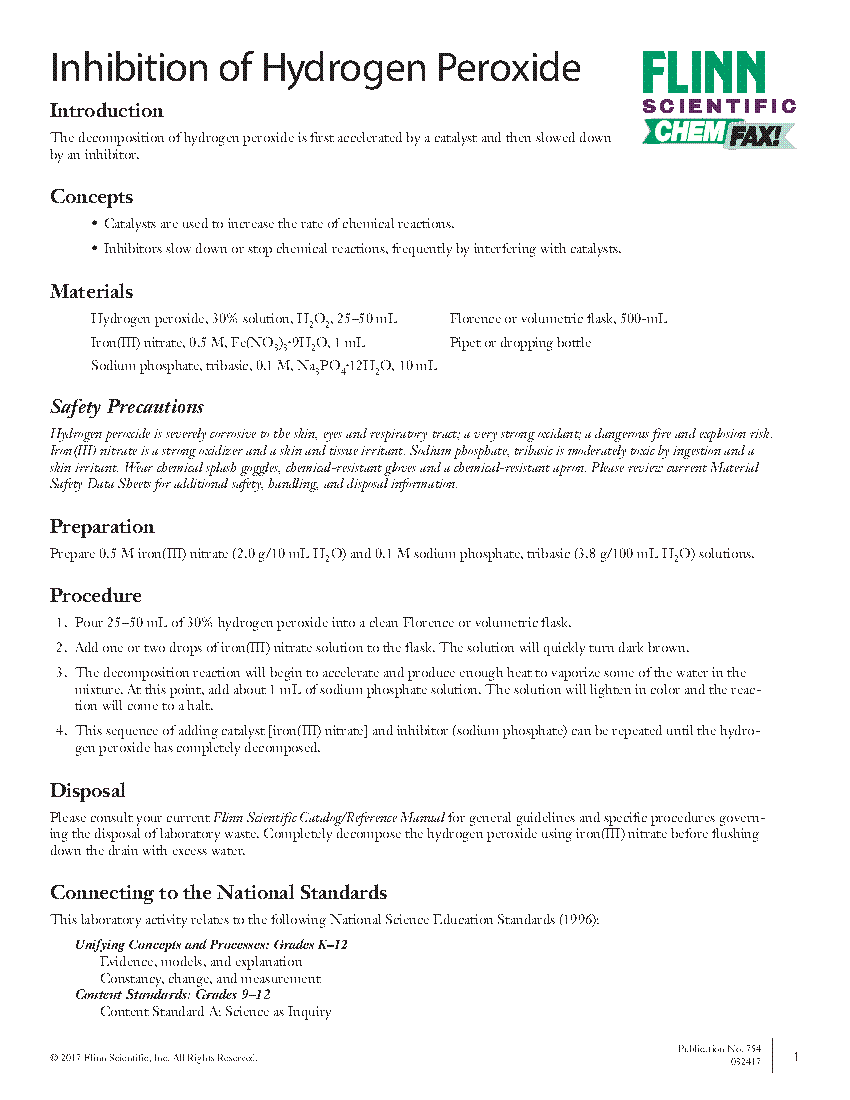 Inhibition of Hydrogen Peroxide | Flinn Scientific