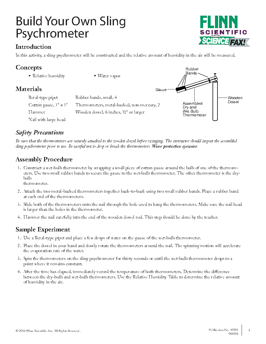 Build Your Own Sling Psychrometer | Flinn Scientific