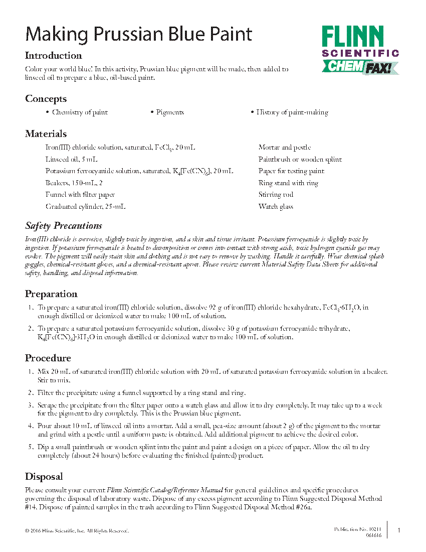 Making Prussian Blue Paint | Flinn Scientific
