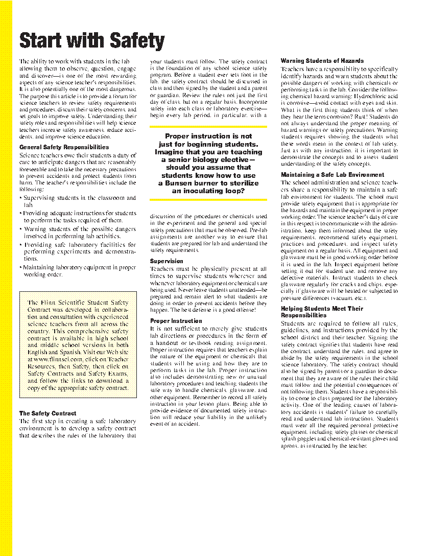 Start with Safety | Flinn Scientific