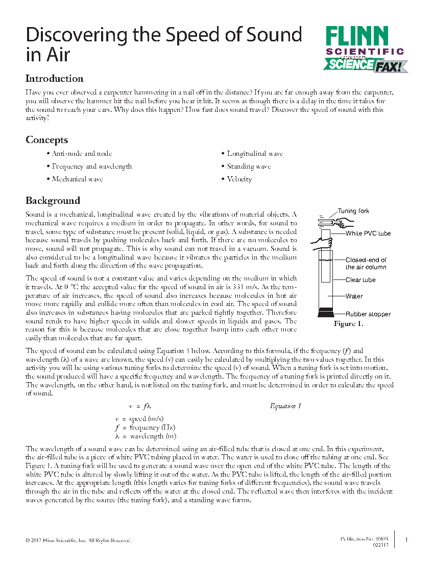 Discovering the Speed of Sound in Air | Flinn Scientific